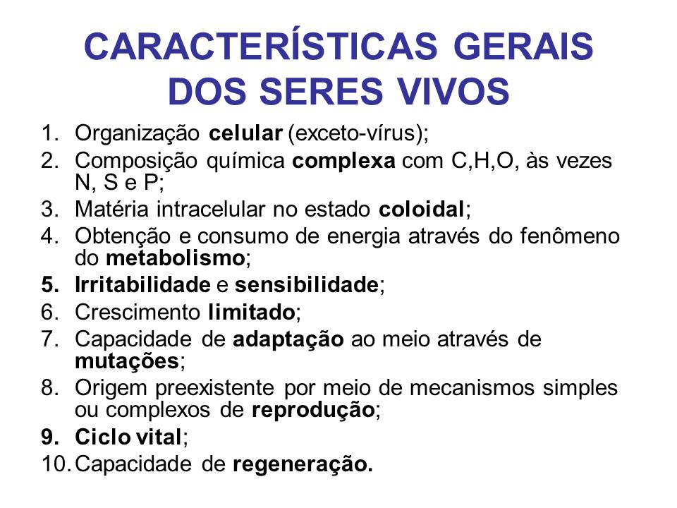 BIOLOGIA COM A PROFESSORA EDILENE: CARACTERÍSTICAS DOS SERES VIVOS
