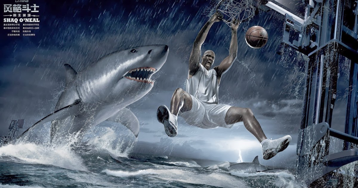 Shaq Dunk On Shark HD Wall Wallpapers - HD Wall Wallpapers