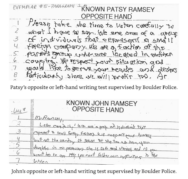Solving the JonBenet Ramsey Case: John and Patsy Opposite Hand Samples