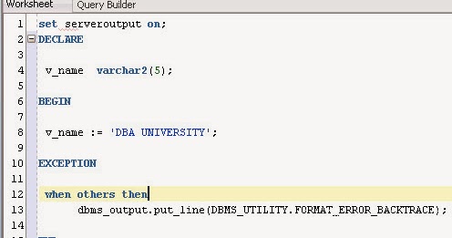 DBA University Blog: How to print line numbers in PL/SQL