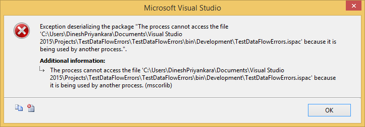 Dinesh S Blog Being Compiled Ssis Exception Deserializing The Package The Process