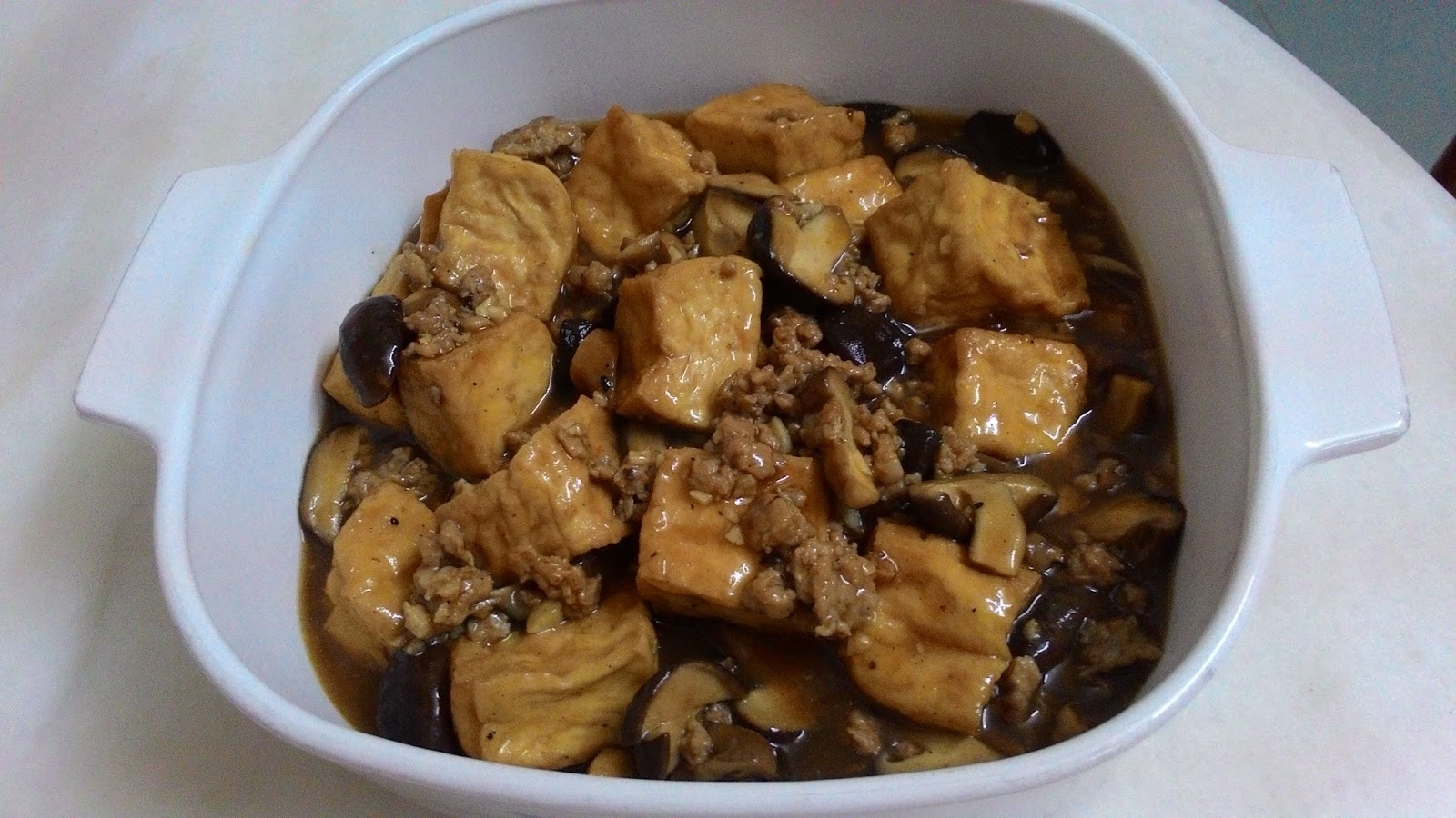 My Cooking Recipe : 冬菇肉碎豆腐Braised Mushroom Minced Meat & Fried Bean Curd