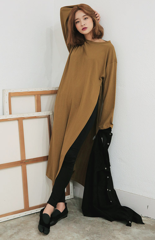 [Stylenanda] Long Slit T-Shirt Dress | KSTYLICK - Latest Korean Fashion ...