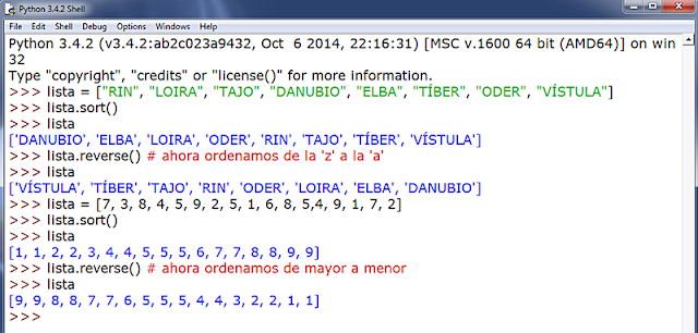 APRENDER A PROGRAMAR CON PYTHON: MÉTODOS DE LAS LISTAS