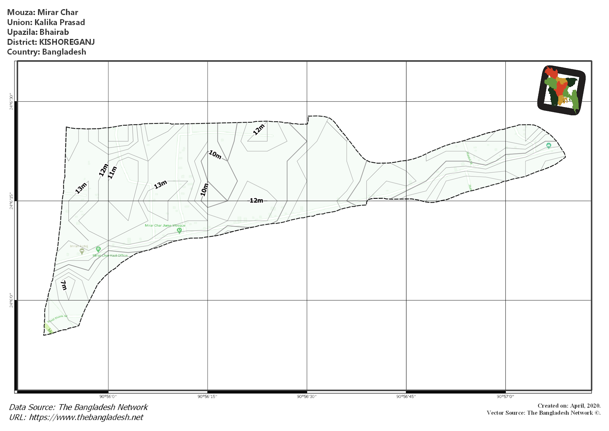 Map of Mirar Char Mouza, Bhairab, Kishoreganj