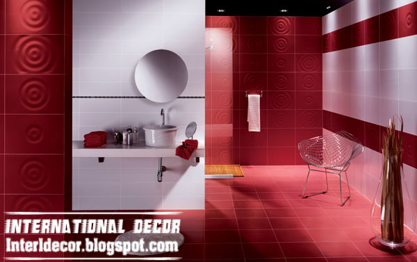 Modern red wall tiles designs ideas for bathroom