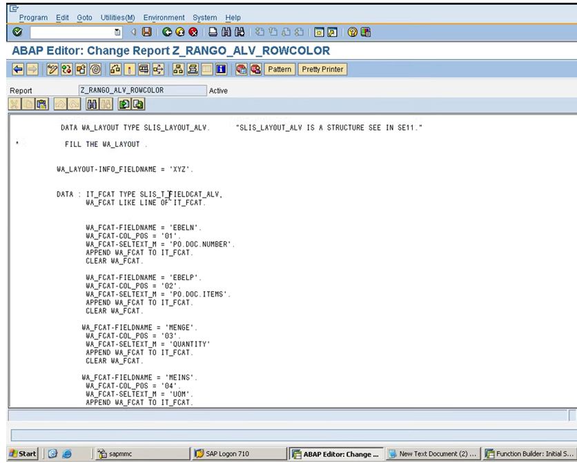 SAP: Working with ALV ROW COLOR