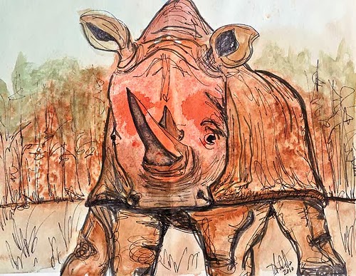 Notes from Smelly Rhino Studio: #6 Rorschach Inkblot Rhino; 31 days of ...