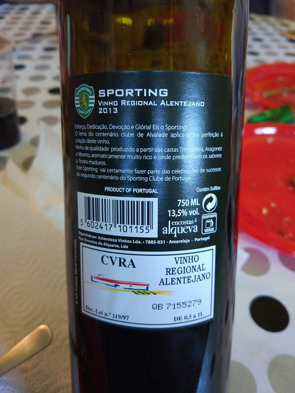 Un vino muy curioso encontrado en el país vecino, Portugal. Sporting ...