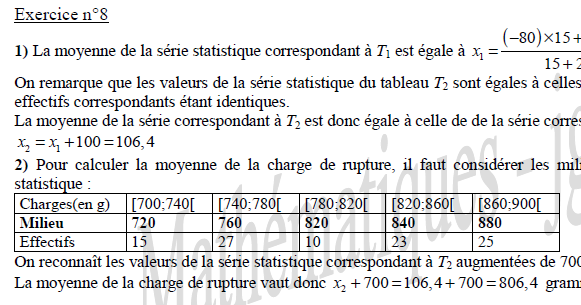 Statistique descriptive: Exercice corrigé 9 en statistique descriptive