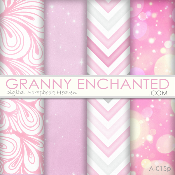 GrannyEnchanted.Com-Main: A-015 Pink Glam Digital Scrapbook Paper Pack
