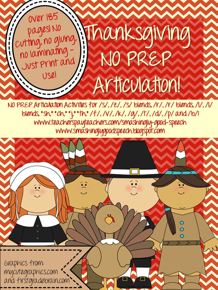 Smashingly Good Speech: Thanksgiving No Prep Articulation is Here!!