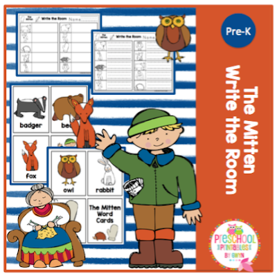Free The Mitten Write the Room ~ Preschool Printables