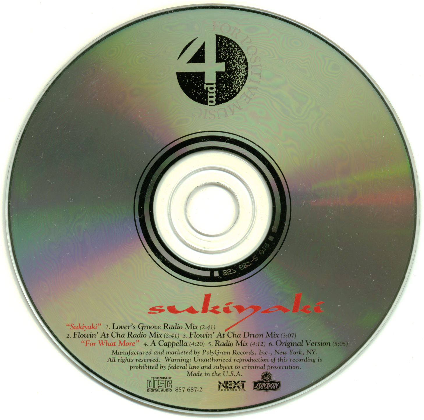 Promo, Import, Retail CD Singles & Albums: 4PM - Sukiyaki - (CD Single ...