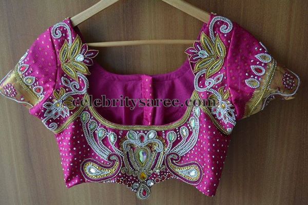 Lotus Floral Pink Design Blouse - Saree Blouse Patterns