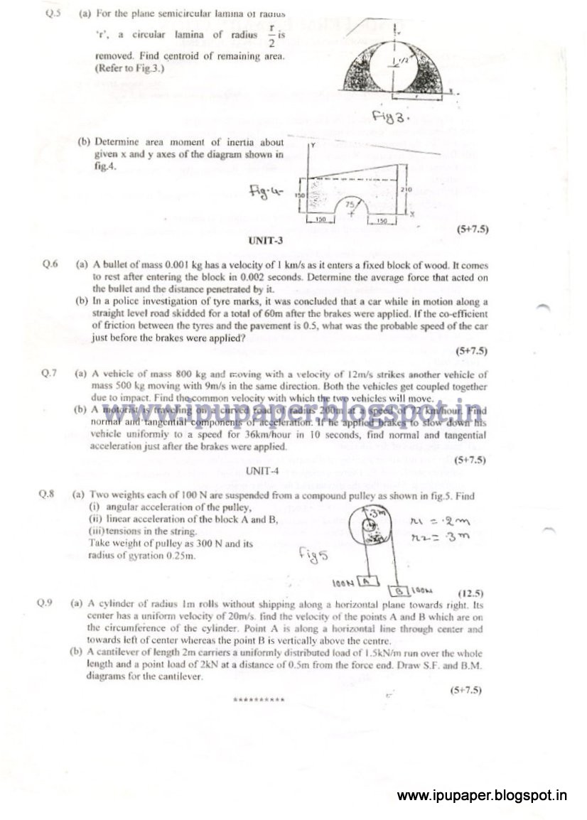 GGSIPU QUESTION PAPERS: End Term 2006 ETME 110 Engineering Mechanics ...