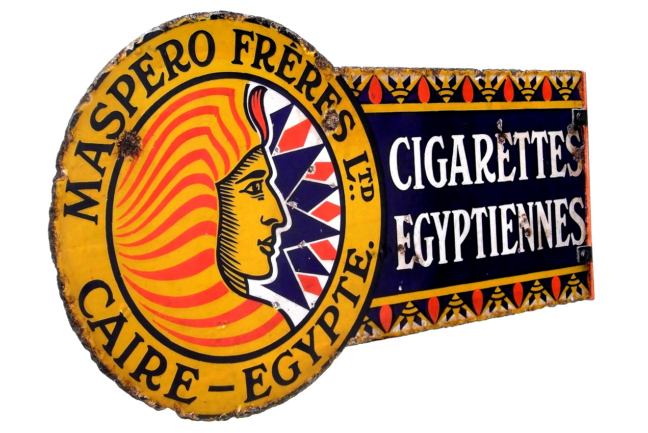 PATINA ANTIK: RARE 'MASPERO FRERES' CIGARETTES EGYPTIENNES ENAMEL SIGN