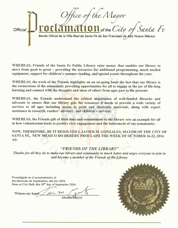 Icarus... the Santa Fe Public Library Blog: Friends of SFPL honored by ...