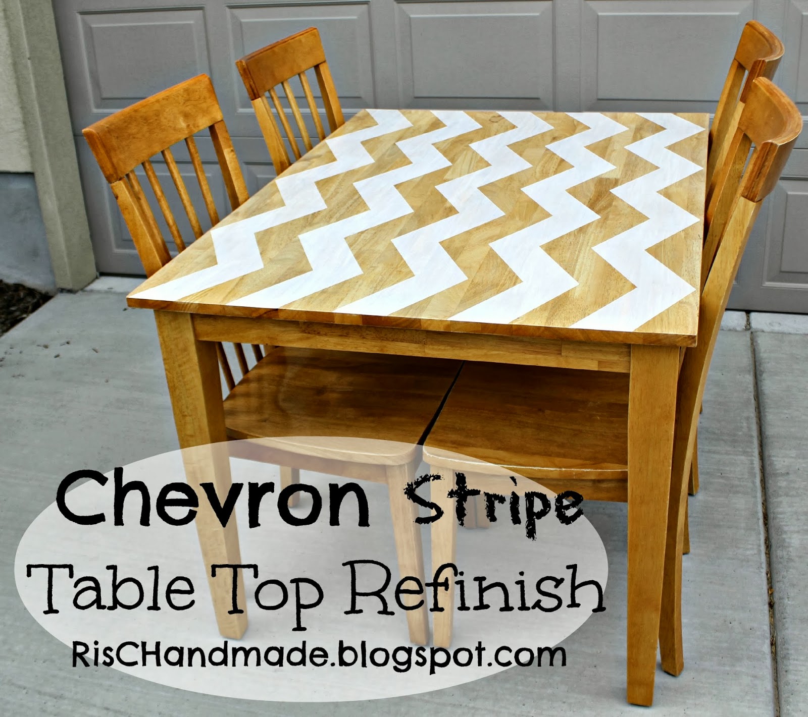 RisC Handmade: Chevron Striped Table Top Refinish