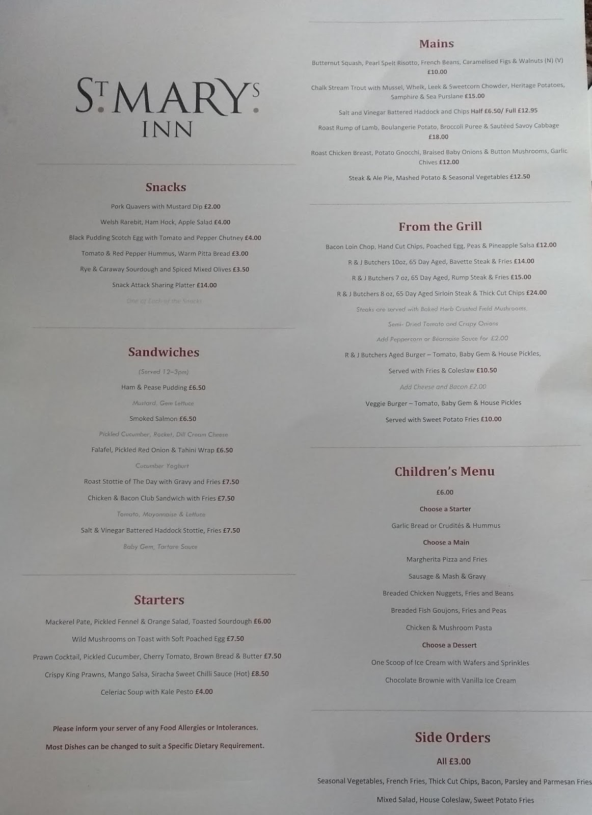 The Secret Diner: St Mary's Inn