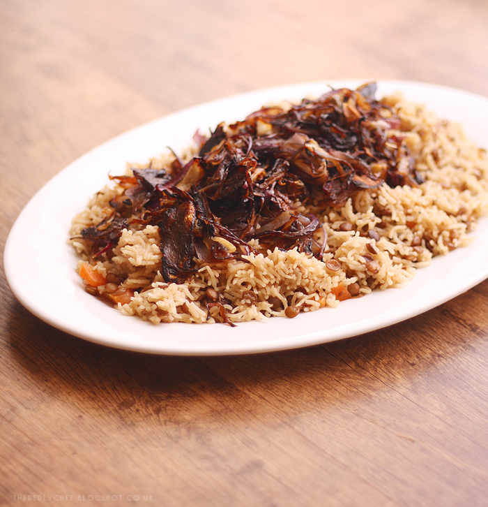 The Red Lychee: Food with Spice and Colour: Mujaddara (Rice with lentils)