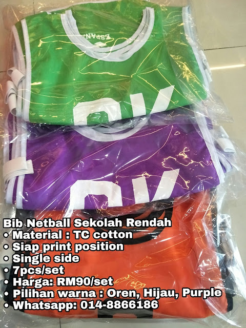 KELENGKAPAN SUKAN: Bib Bola Jaring saiz Dewasa, Sekolah Rendah & PraSekokah