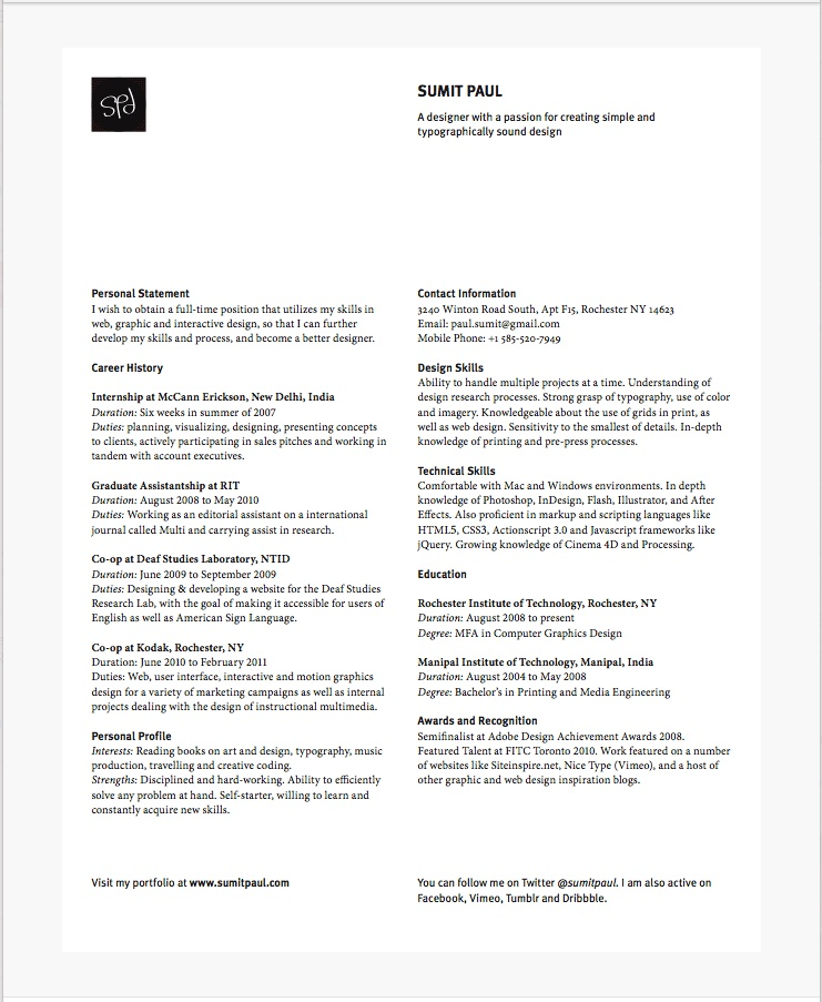 The Two-Column Resume Option - simone jenifer design.