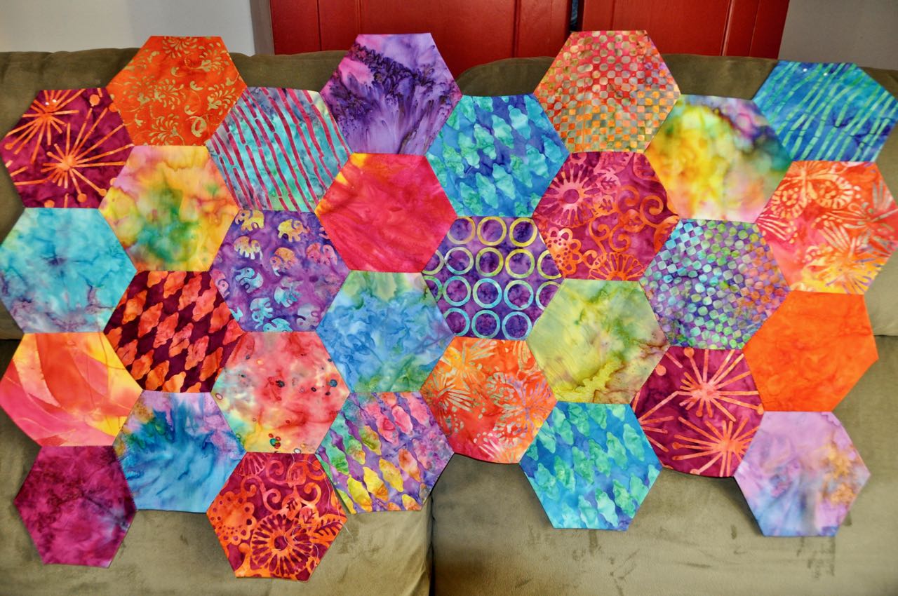 LuAnn Kessi: Bright Batik Hexagons........Progress