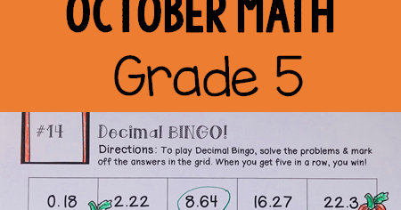 Kelly McCown: October NO PREP Math Packet - 5th Grade