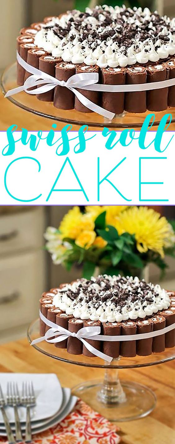 Swiss Roll Cookies and Cream Cake - The Country Chic Cottage