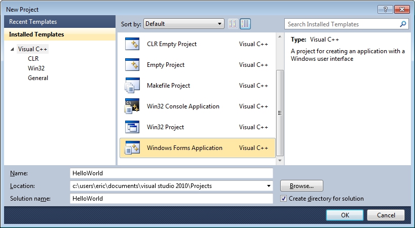 C Exercise Create Helloworld Windows Form Application Using Visual C 2010 Express