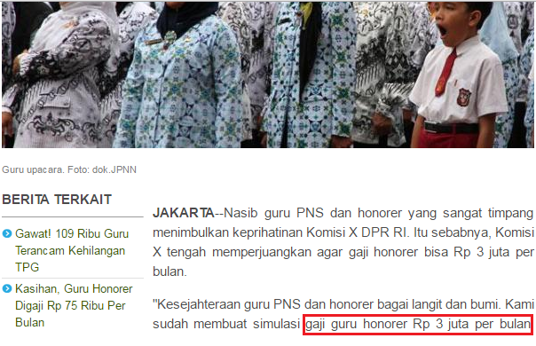 Gaji Guru Honorer Rp 3 juta per bulan - Biologizone Gaji Guru Honorer Rp 3 juta per bulan - Biologizone
