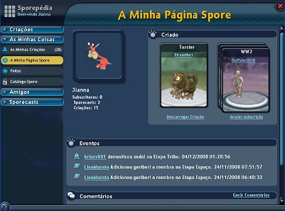 Gamersporewho: Spore - Menus de Jogo