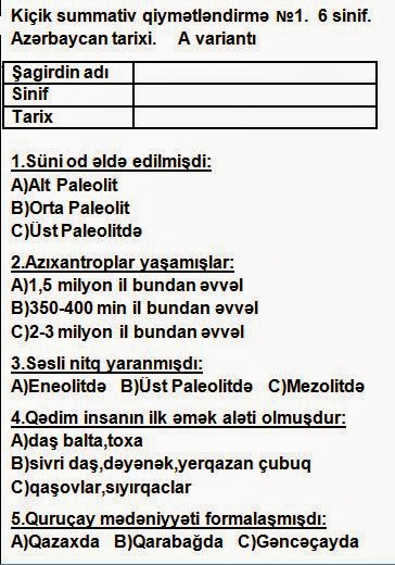 Tarix klubu.: Azərbaycan tarixi-6 sinif.1 KSQ.