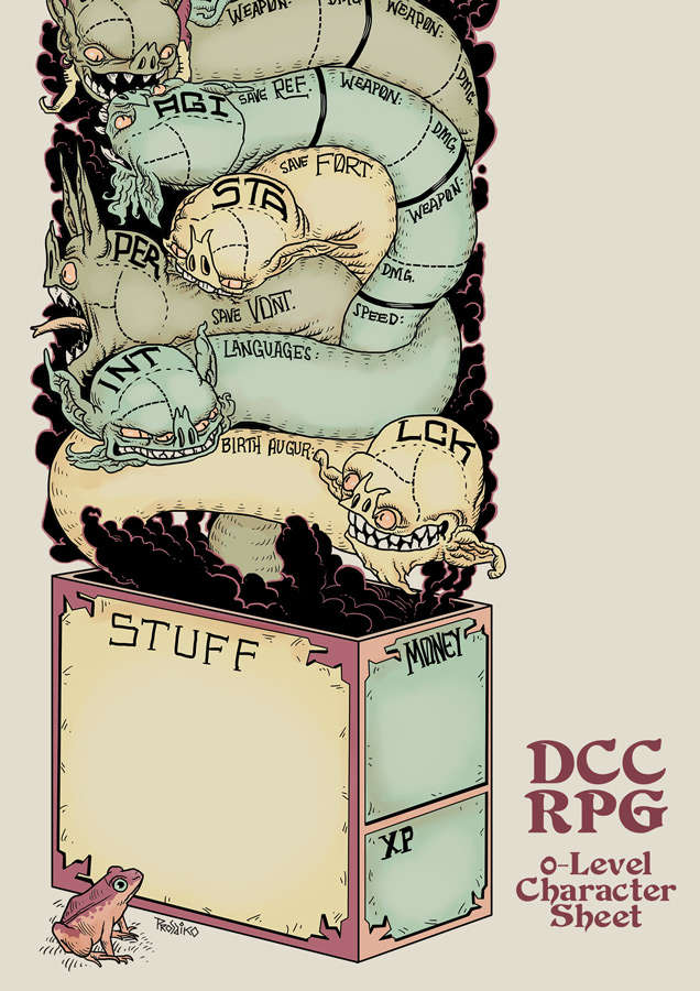 DCC Trove of Treasures: Porsaiko's DCC RPG Sheet 1: 0-Level