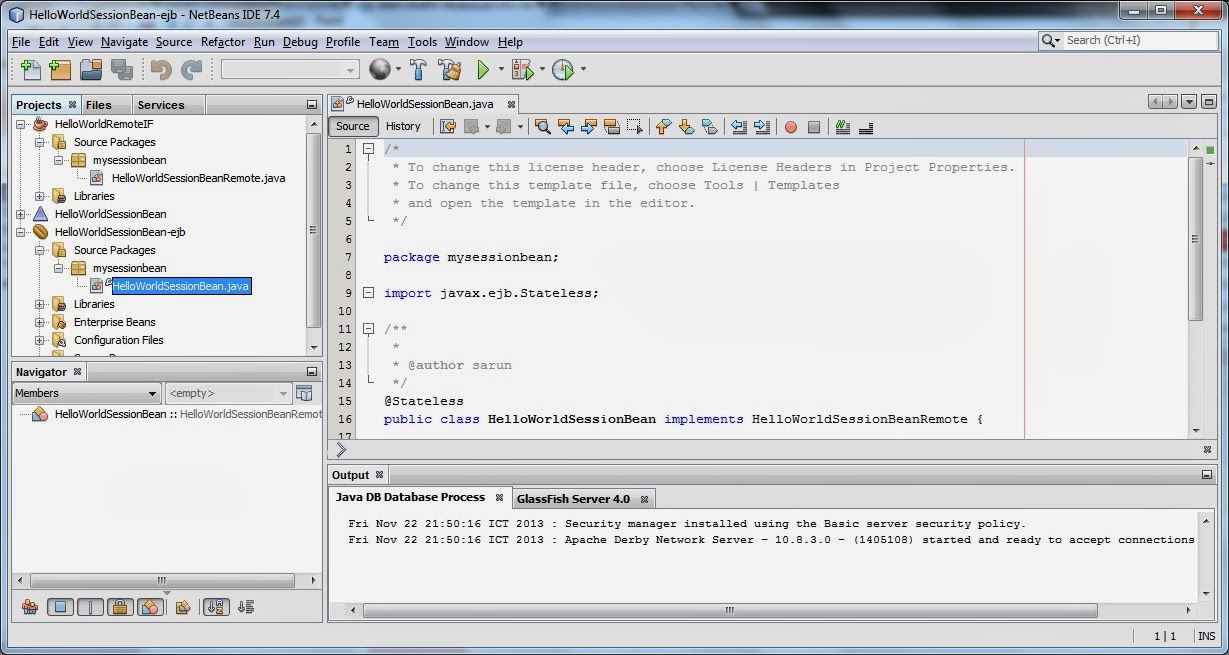 Aj.Sarun's Computing Courses: การสร้างและใช้งาน Stateless Session Bean ด้วย NetBeans ตอนที่ 1