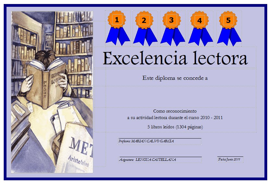 Diploma mejor lector - Imagui