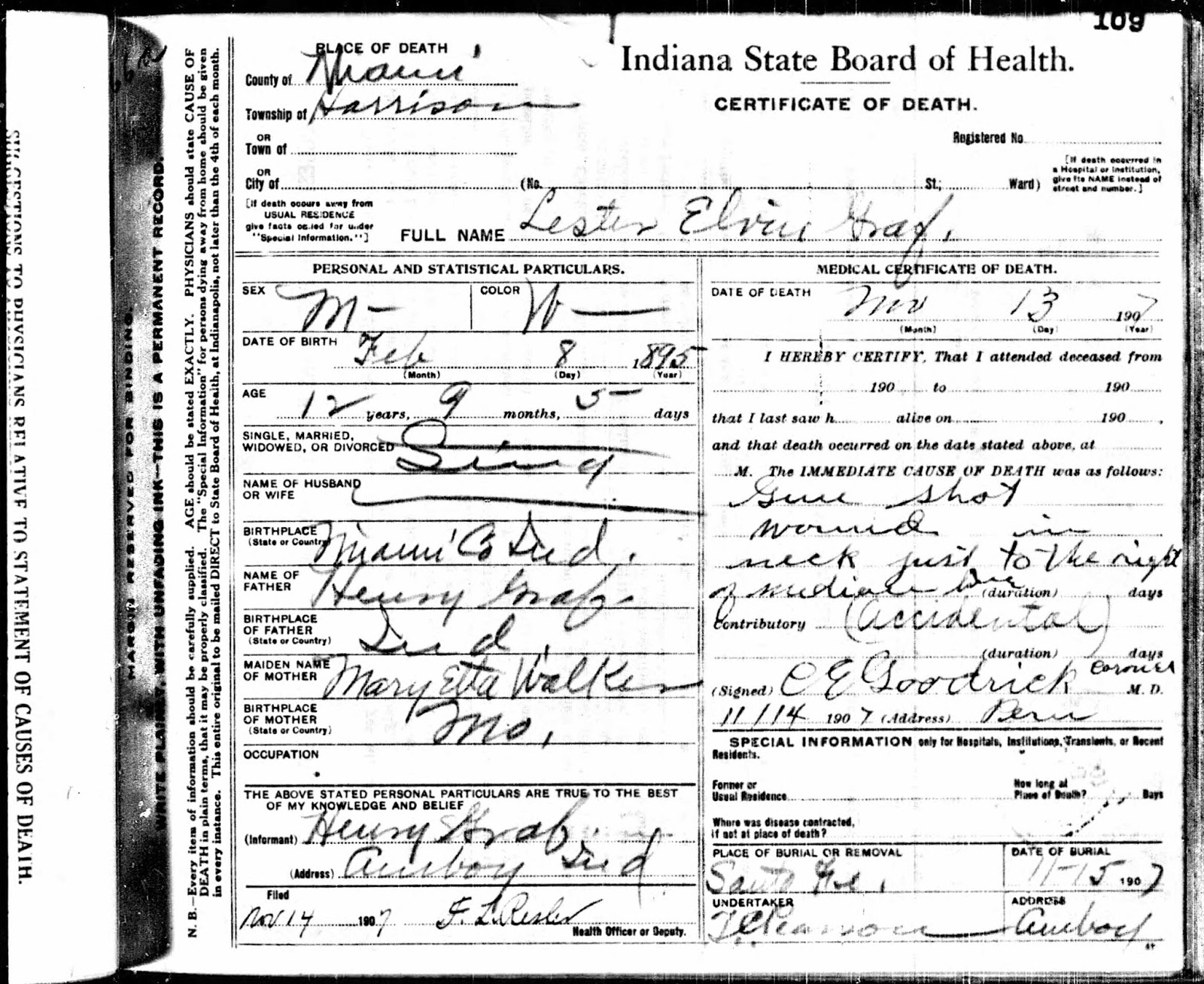 Journey to the Past: Lester Graf Dies From Gun Shot Wound