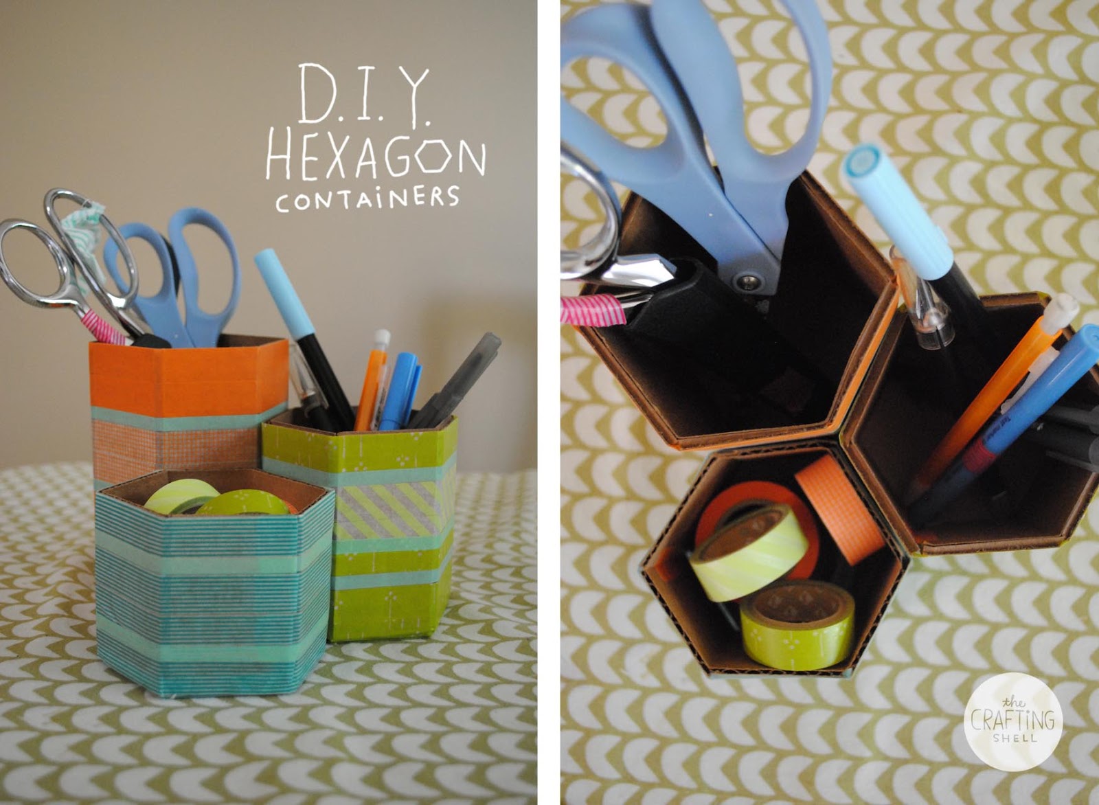 The Crafting Shell: DIY Cardboard Hexagon Containers
