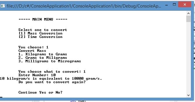 Free Programming Source Codes and Computer Programming Tutorials: Mass and Time Converter in C#