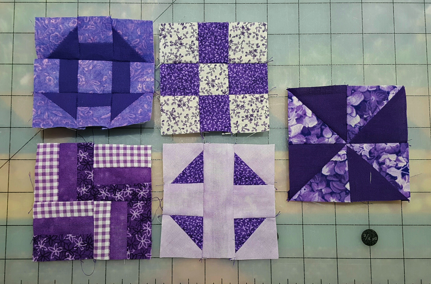 Patchwork Breeze: Mini Quilt Blocks in Purple