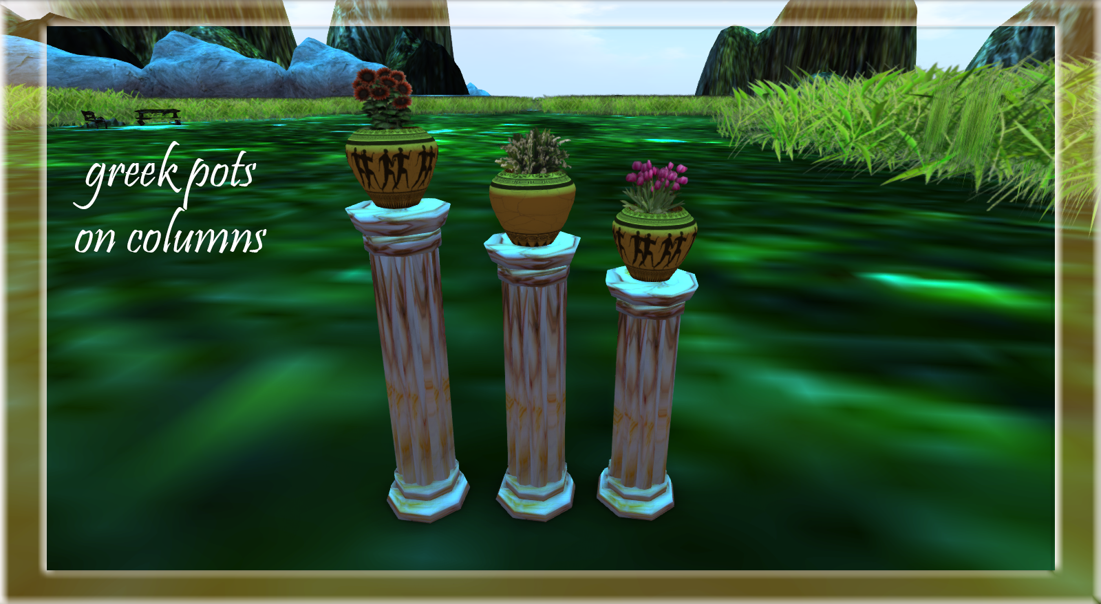 home and garden for petite avatars: Greek Pots on Columns