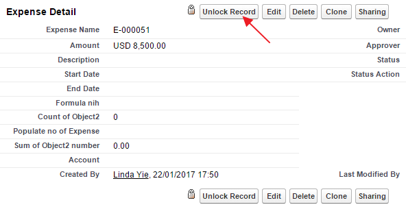 Salesforce Unlock Record Button