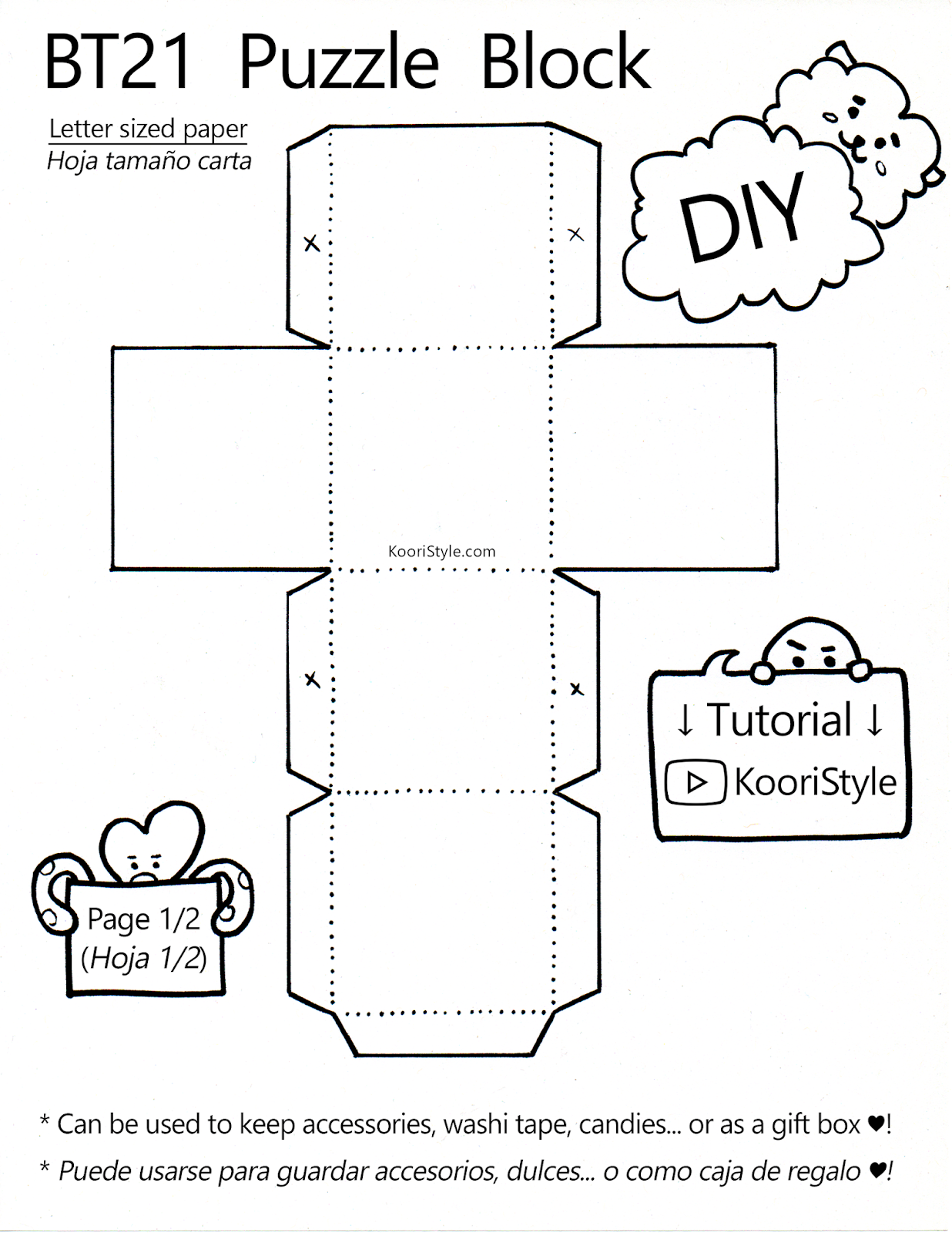 BT21 Puzzle Block Box + Printable - Koori Style