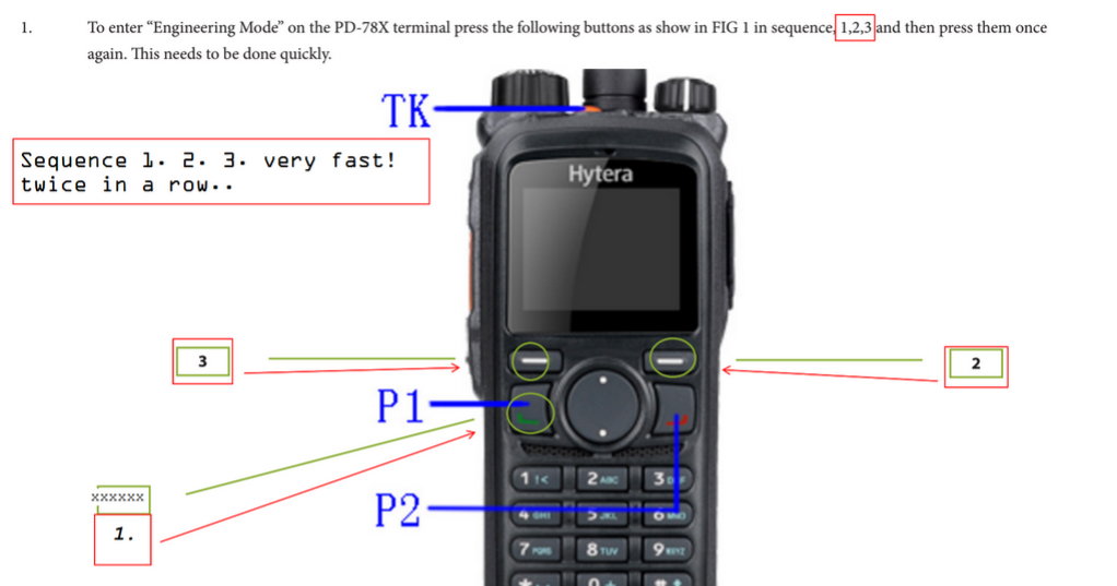 HYTERA 782 UHF DMR Radio: Hytera Portable - Engineering Mode