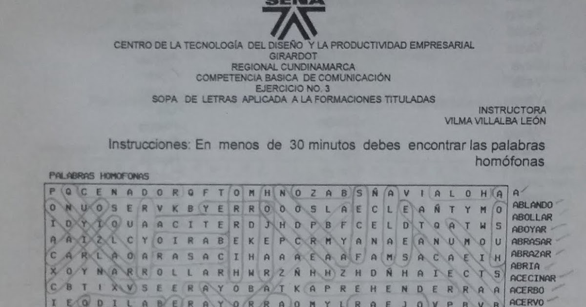 Tecnologo en Contabilidad y Finanzas Ficha: 1096677A: SOPAS DE LETRAS