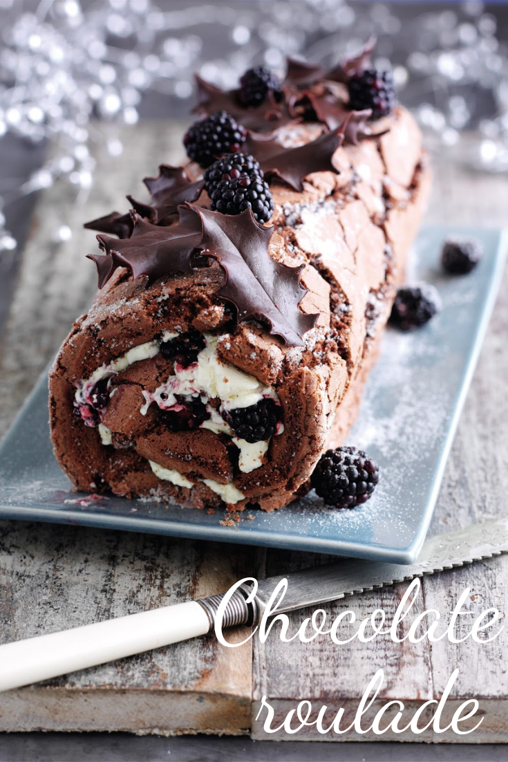 Chocolate Roulade Recipe with Boozy Blackberries