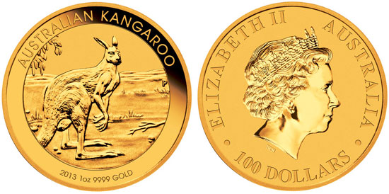 Gold Australia: 2013 Perth Mint Kangaroo Gold Bullion Coins - One Ounce ...