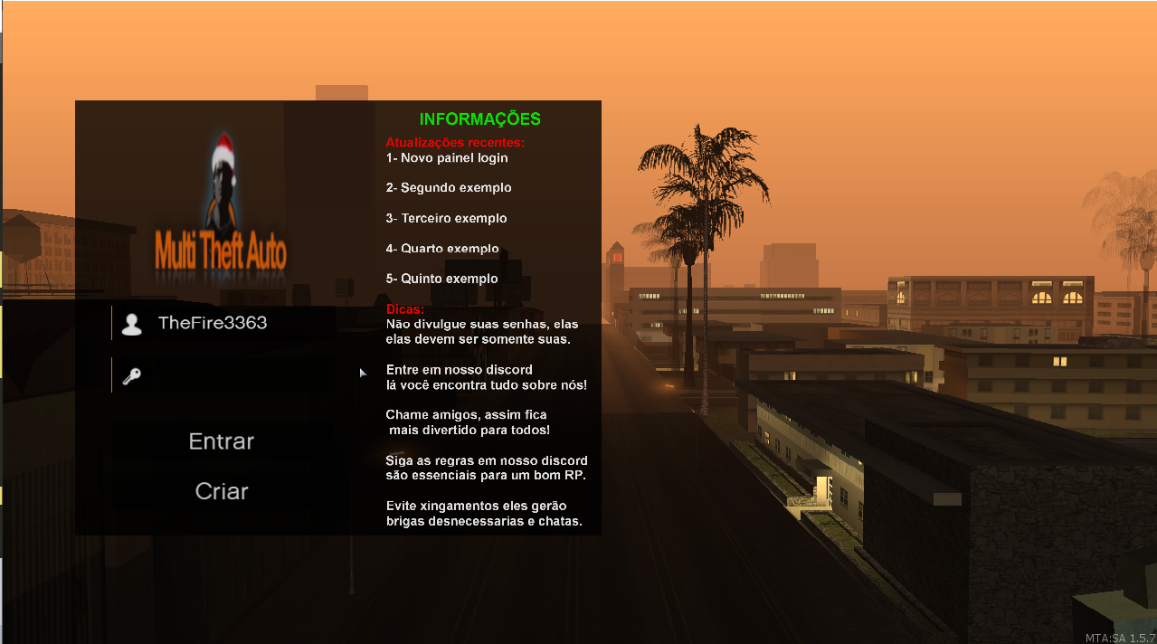 NOVO PAINEL LOGIN COM INFORMAÇÕES - MTA Brasil