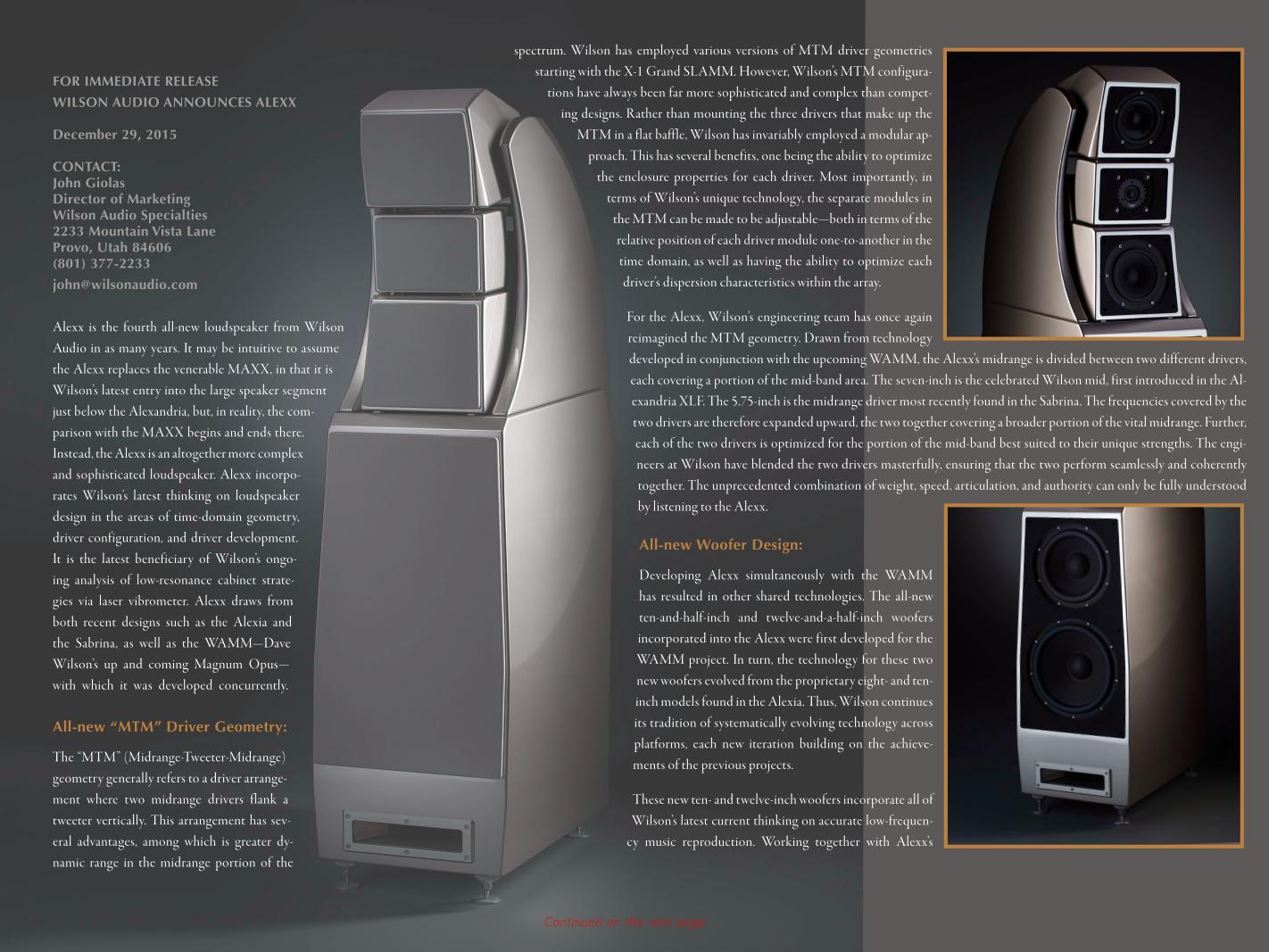 Wizard High-End Audio Blog: Wilson Audio Alexx